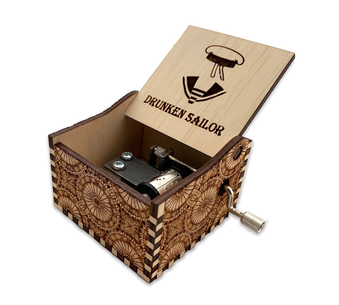 Drunken Sailor, Laser Cut Hand Crank Wood Music Box With Personalized ...