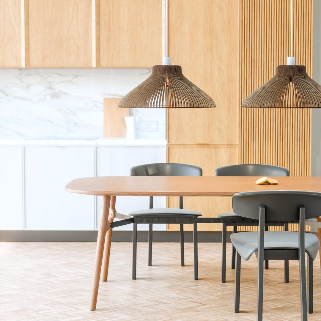 SUNDRA Minimalist Wood Pendant Light: Scandinavian Modern Ceiling Lamp ...