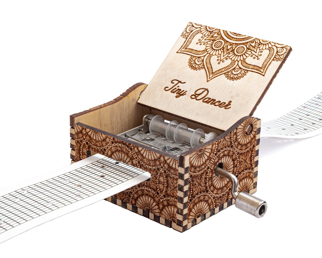 Tiny Dancer - Hand Crank Wood Paper Strip Music Box With Personalized ...