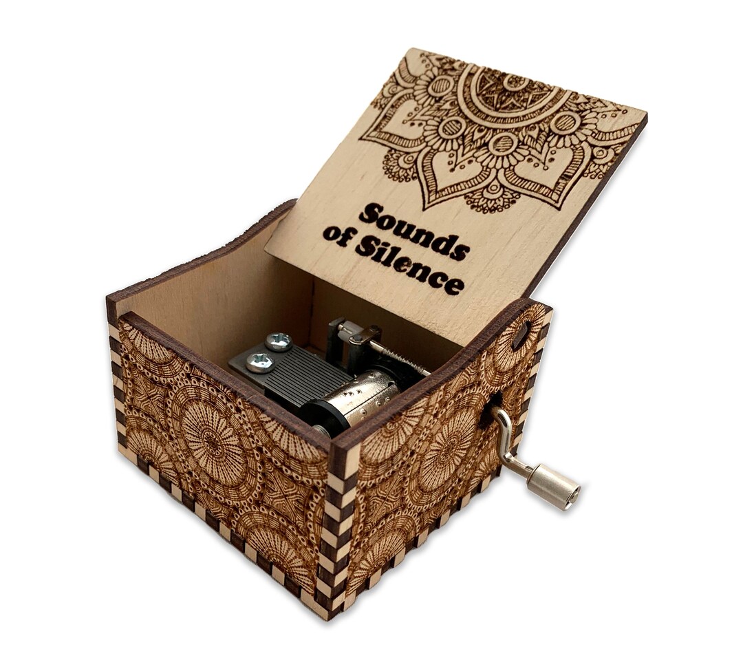 Sounds of Silence - Simon & Garfunkel - Hand Crank Wood Music Box With ...