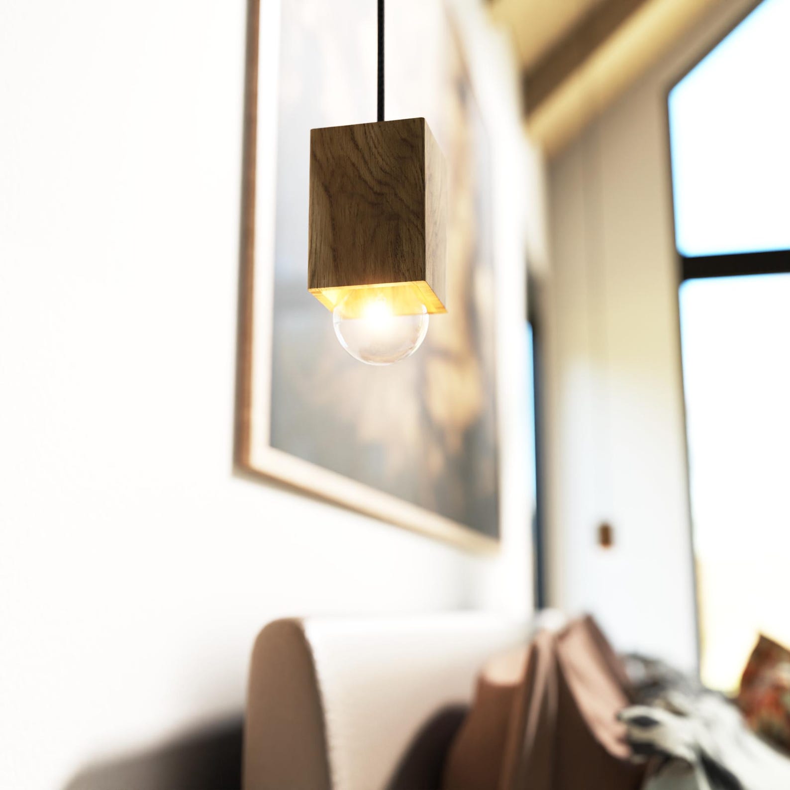 QUORAA Artisan Oak Wood Pendant Light - Rustic Chic Ceiling Fixture for ...