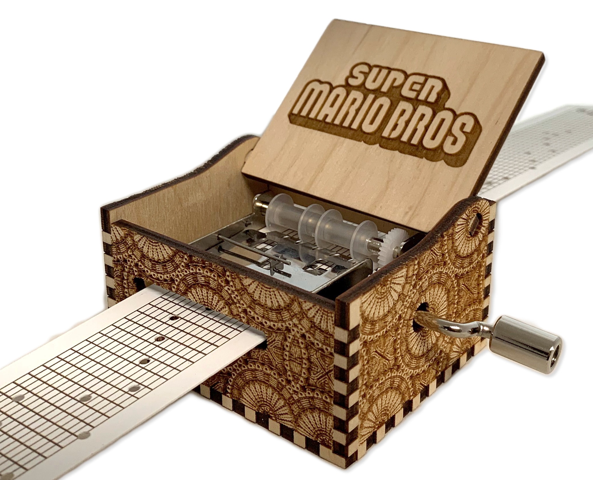Super Mario Bros Hand Crank Wood Paper Strip Music Box With - Etsy