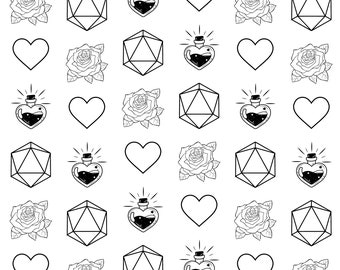 Hearts & Dragons Valentines Day Dice and Hearts Coloring Page - Etsy