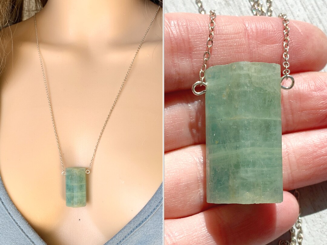 Huge Aquamarine Crystal Necklace, March Birthstone Necklace, Real ...