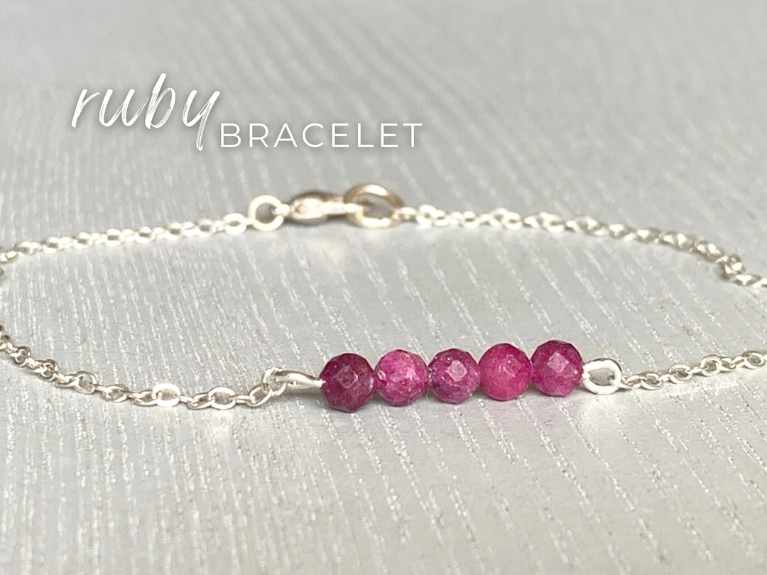 Raw Ruby Bracelet: Sterling Silver Red Crystal July Birthstone - Etsy