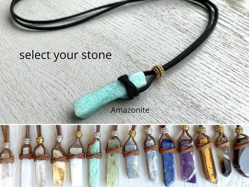 MENS CRYSTAL NECKLACE Select Your Stone Custom Crystal | Etsy