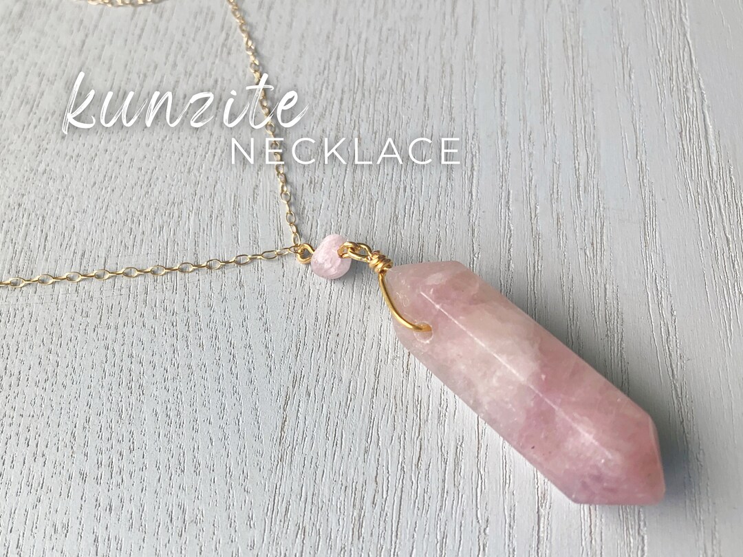 Kunzite Necklace Silver or Gold Raw Crystal Point Necklace, Purple ...