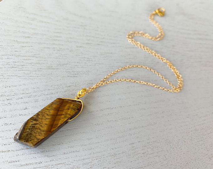 Tiger Eye Necklace, Tiger Eye Jewelry, Healing Crystal Necklace, Earthy ...