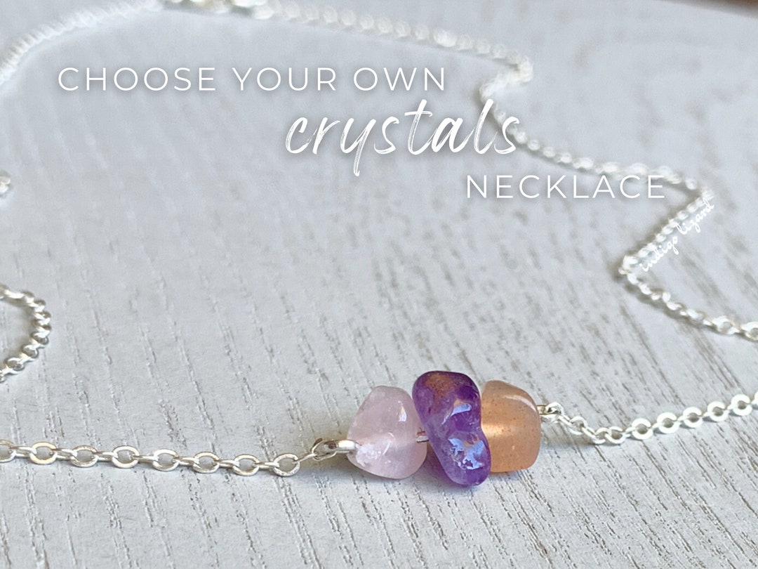 Personalized Crystal Necklace Silver, Gold Custom Crystal Necklace ...