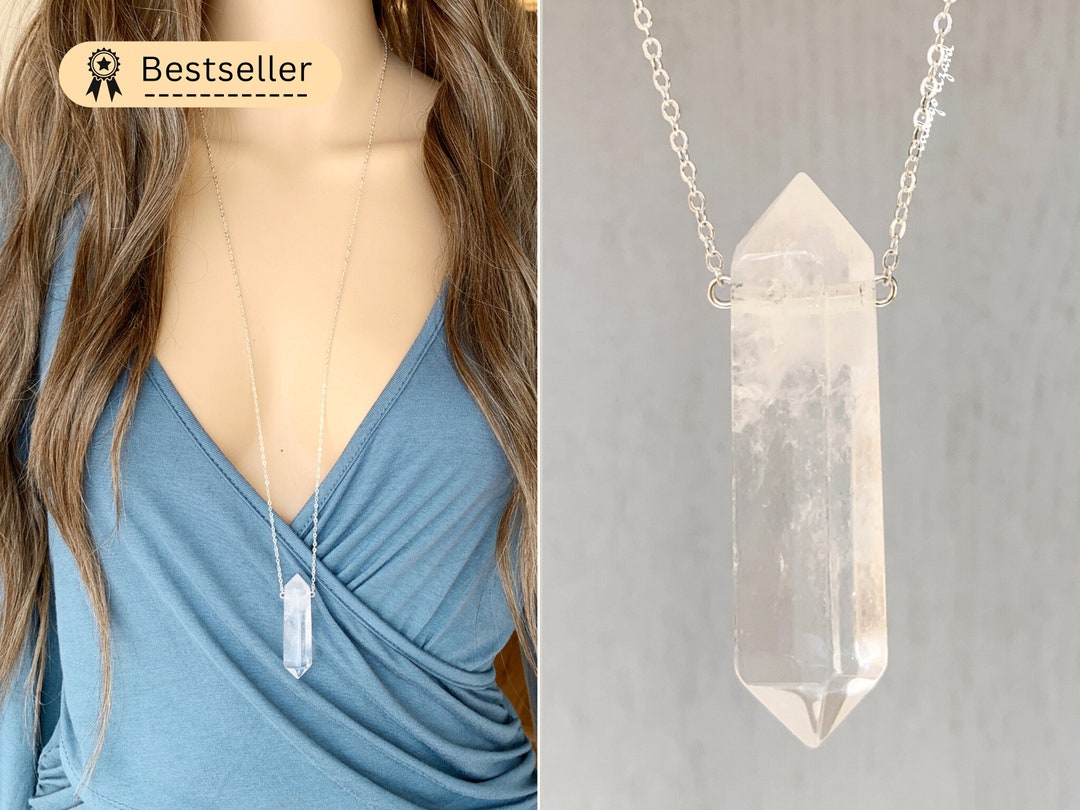 Large Double Terminated Clear Quartz Necklace, Big Stone Necklace ...