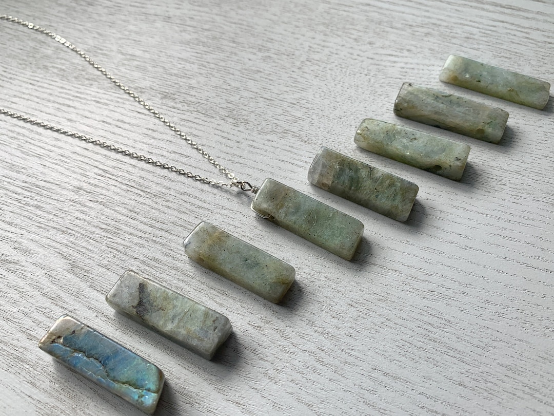Natural Raw Stone Necklace for Men Labradorite Necklace, Crystal ...