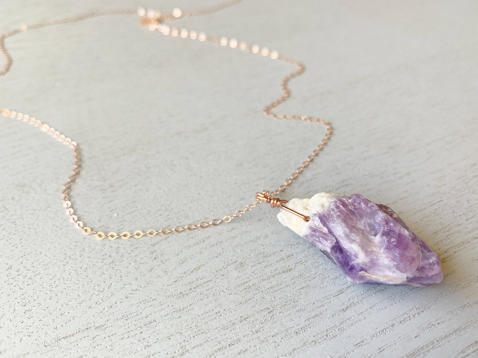 Raw Amethyst Necklace Sterling Silver or Gold Real Amethyst - Etsy