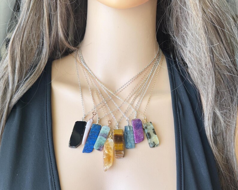 Genuine Kunzite Crystal Necklace Sterling Silver, Crystal Healing ...