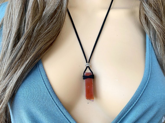 RAW CARNELIAN NECKLACE Red Crystal Necklace Carnelian Jewelry July Birthstone Necklace for Men Carnelian Pendant Healing Stone Necklace Etsy