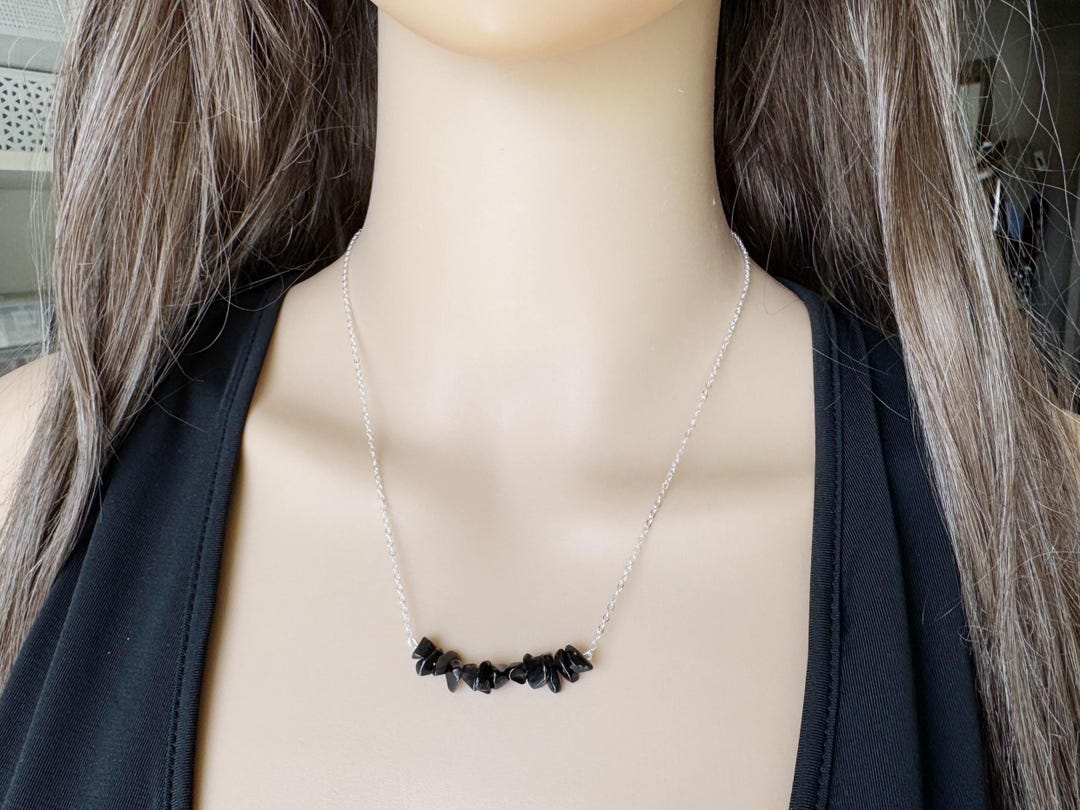 Obsidian Necklace Quality Sterling Silver, 14k Gold Crystal Beaded ...