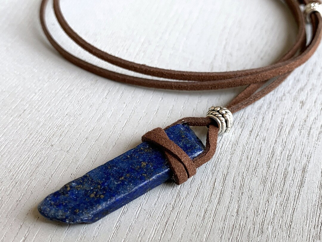 Blue Crystal Necklace for Men or Women, Lapis Lazuli Necklace, Lapis ...