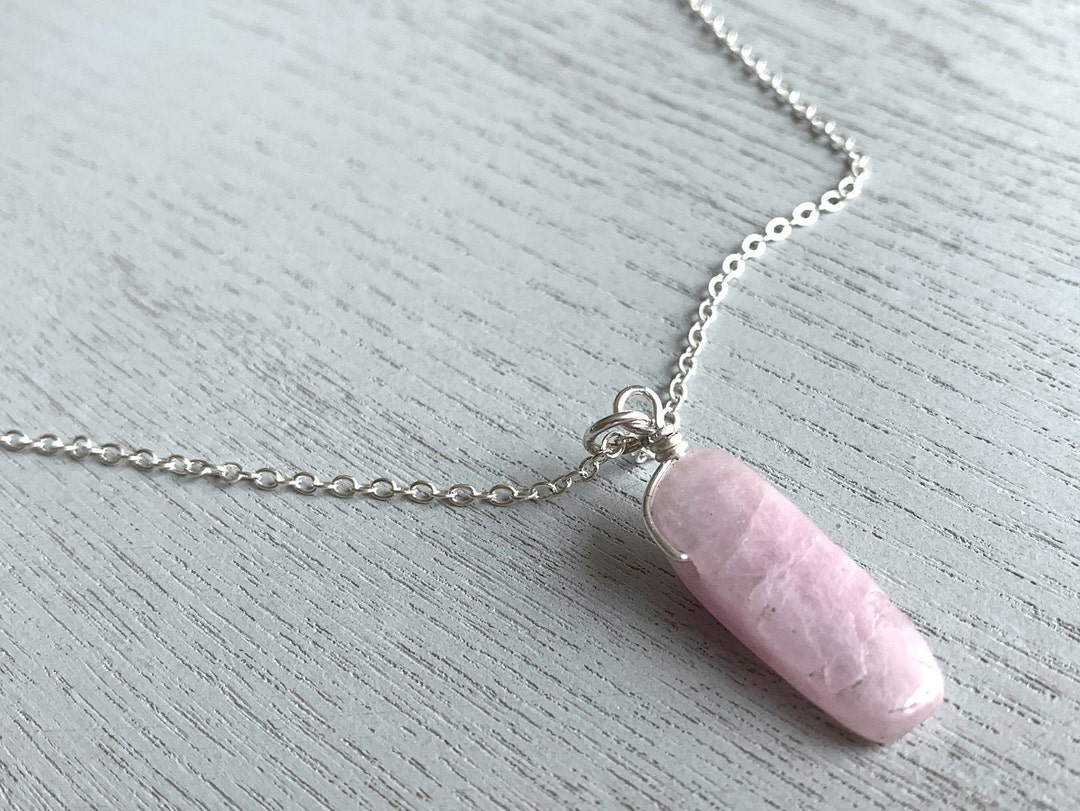 Genuine Kunzite Crystal Necklace Sterling Silver, Crystal Healing ...