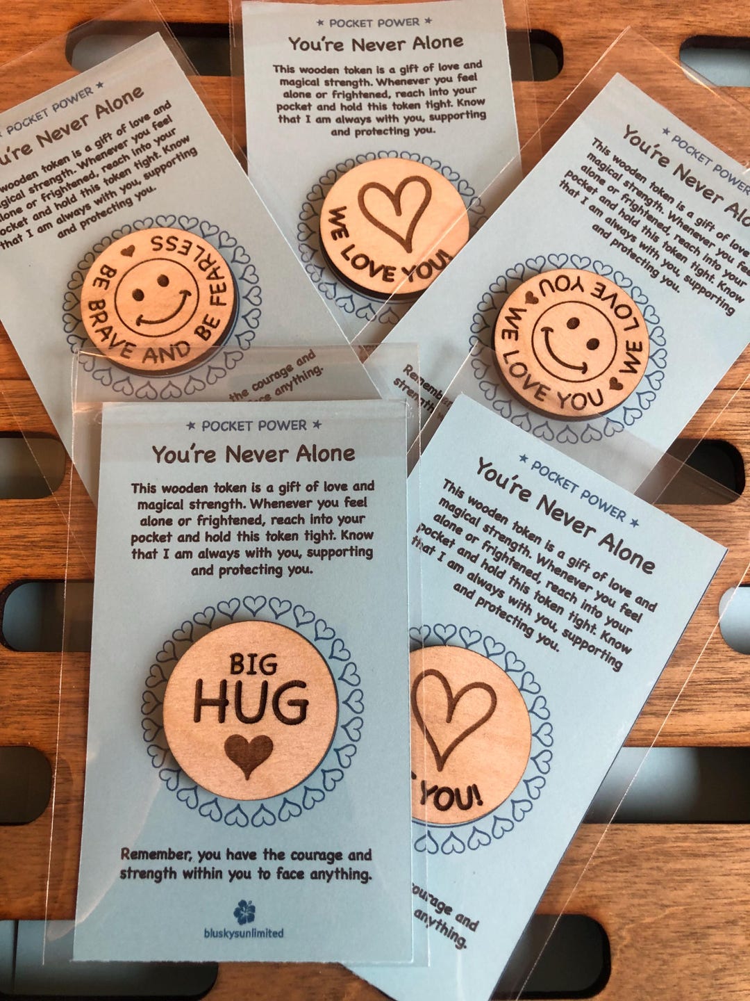 Pocket Hug Back to School Wooden Tokens - Optional Personalization ...