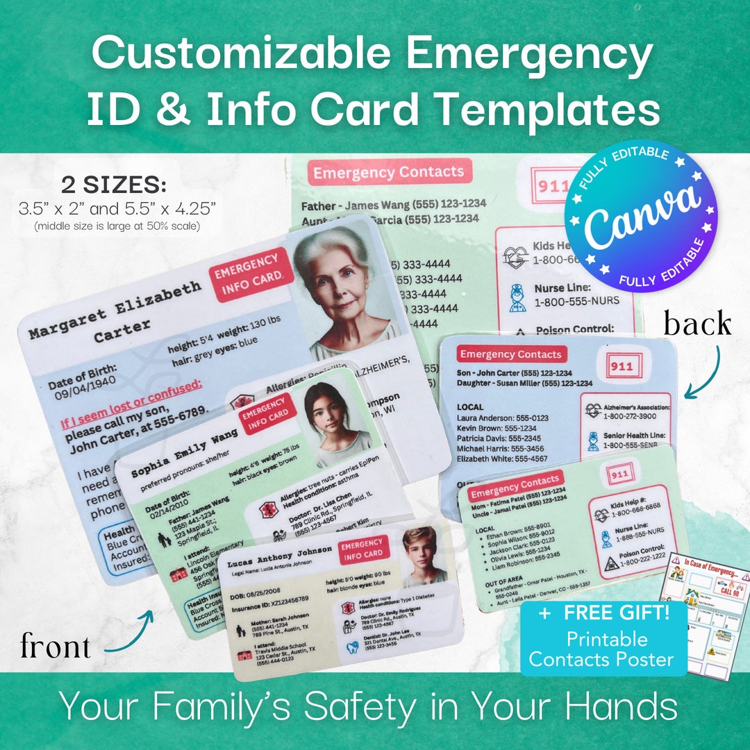 Customizable Child Emergency ID Card Canva Template - Etsy