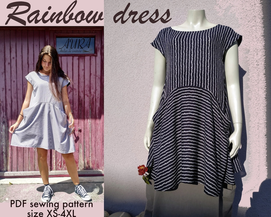 PDF Rainbow Dress Sewing Pattern for A4/A0/US Letter, 36" Roll Papers ...