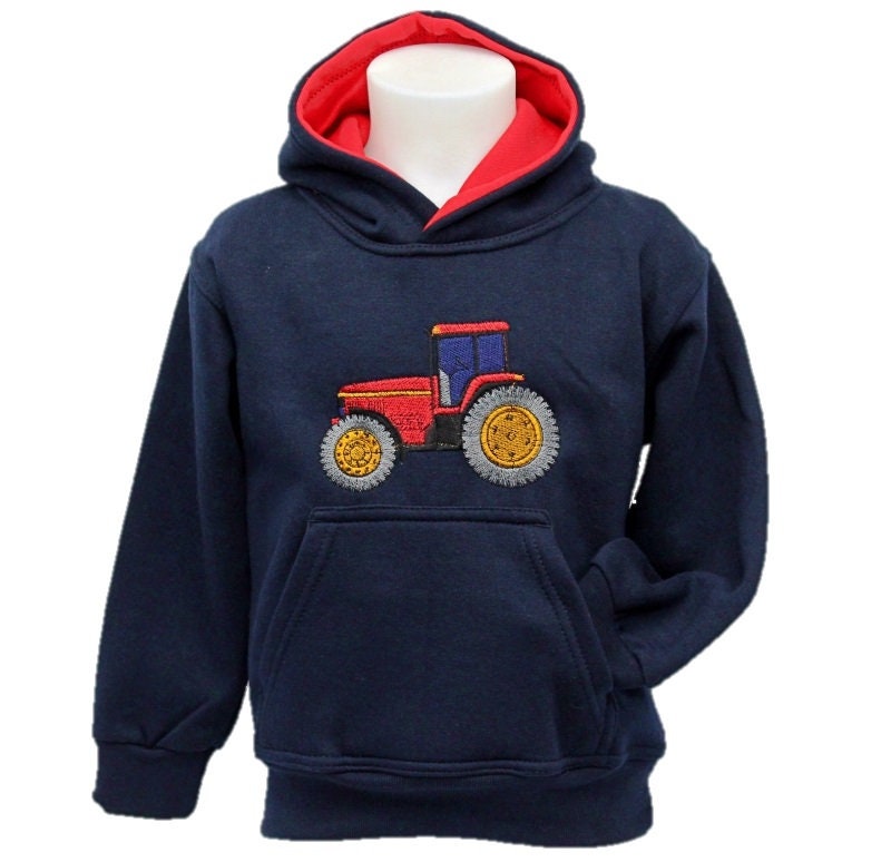 Kids Red Tractor Hoodie - Etsy