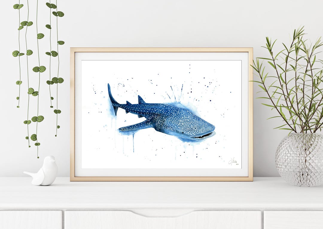 WHALE SHARK - Watercolour Print, Home Decor Wall Art, Watercolour ...