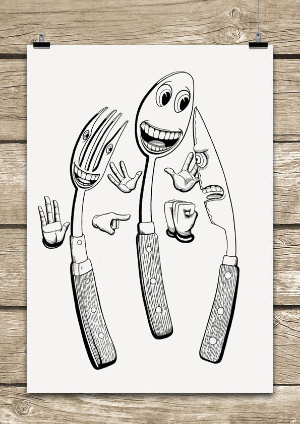 Fork Poster, Knife Poster, Spoon Poster, Kitchenware Poster ...