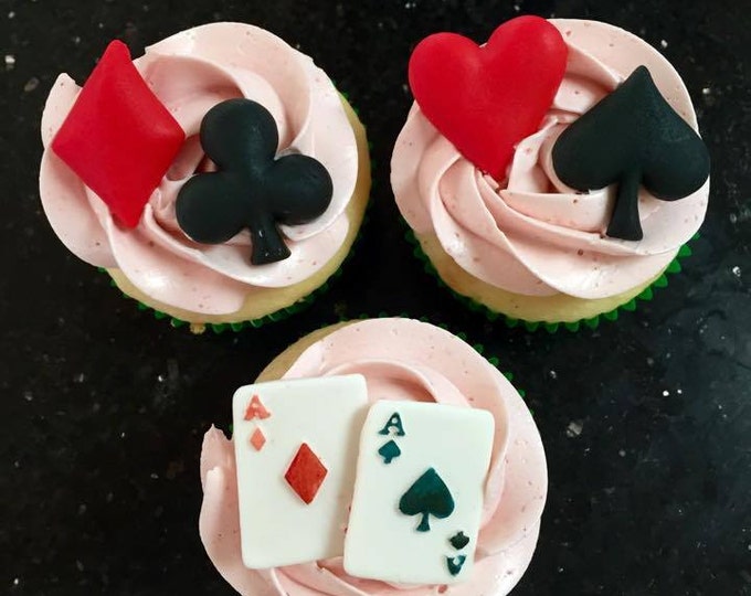12 Edible Playing Cards / Card Suits Cupcake Toppers - Etsy