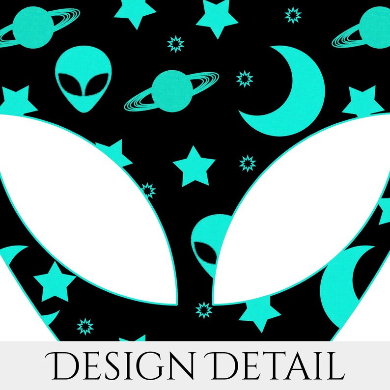 Alien Head Wall Art, Space Pattern Design, Turquoise Blue Galaxy ...