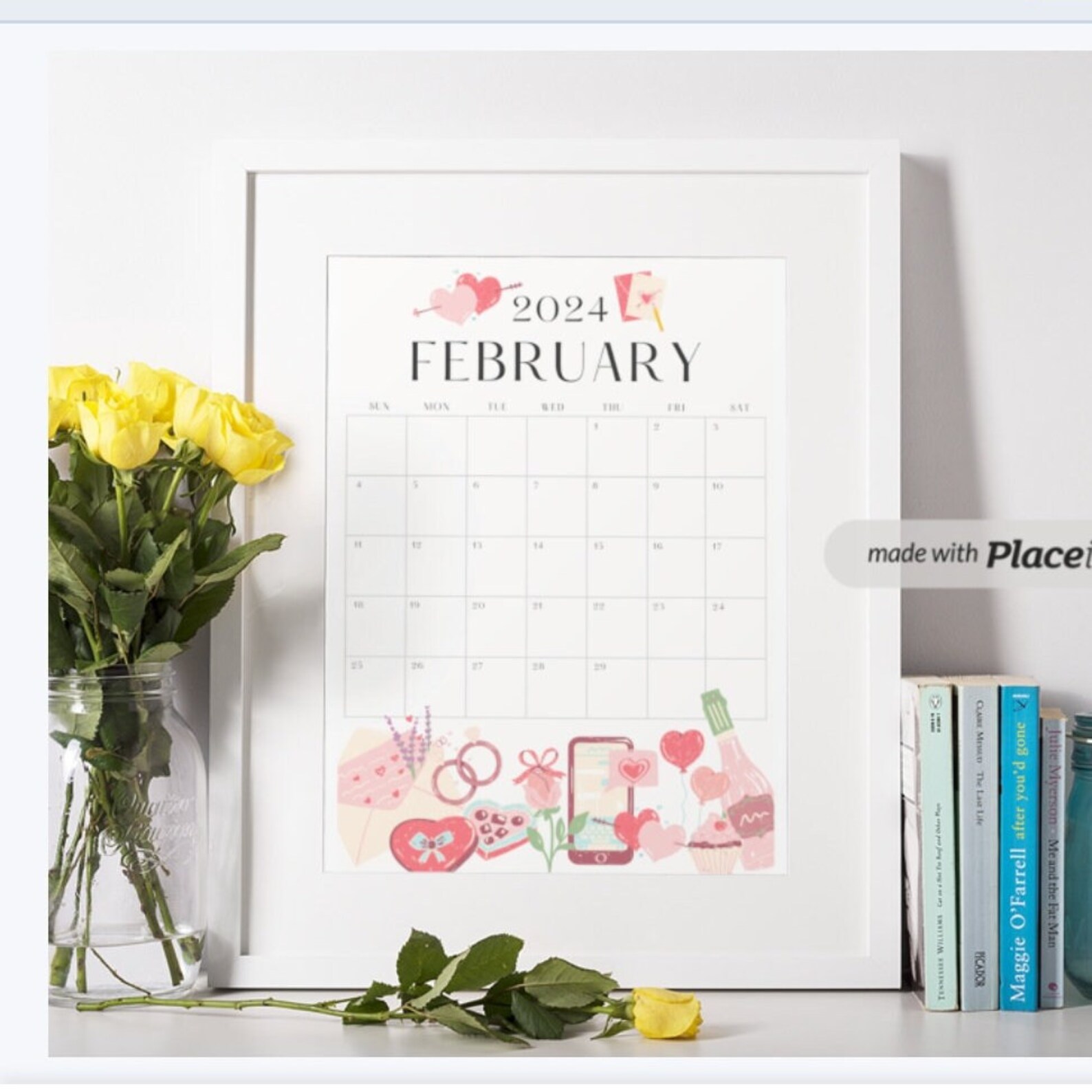 PRINTABLE February 2024 Calendar, Watercolor Floral Flower Year Planner ...
