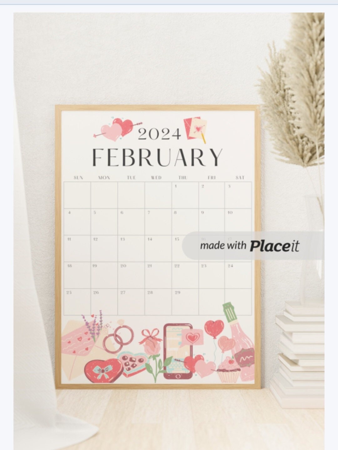 PRINTABLE February 2024 Calendar, Watercolor Floral Flower Year Planner ...