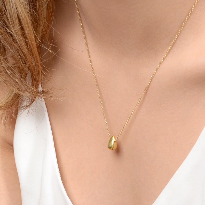 Liquid Drop Necklace - 18K Gold Plated, 925 Silver, Rain Drop Necklace ...