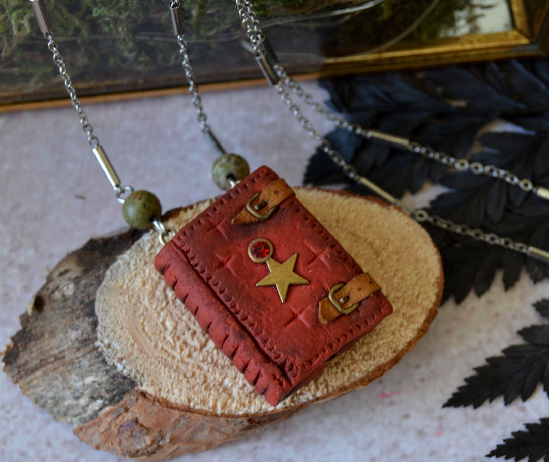 Wizards Spell Book Necklace, Magic Spell Tome Pendant, Fantasy Jewelry ...