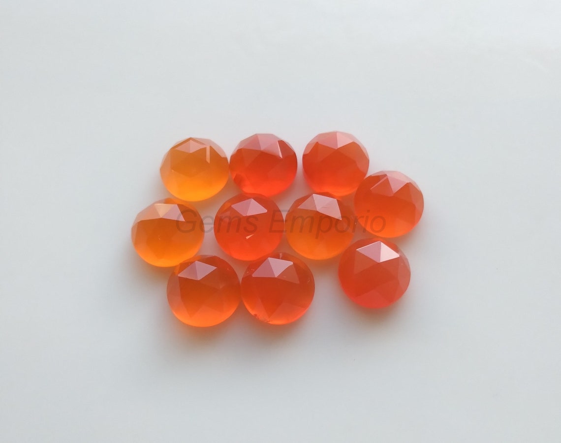 Natural Carnelian Gemstone, Round Rose Cut Cabochons, Size 4 Mm, 5 Mm ...