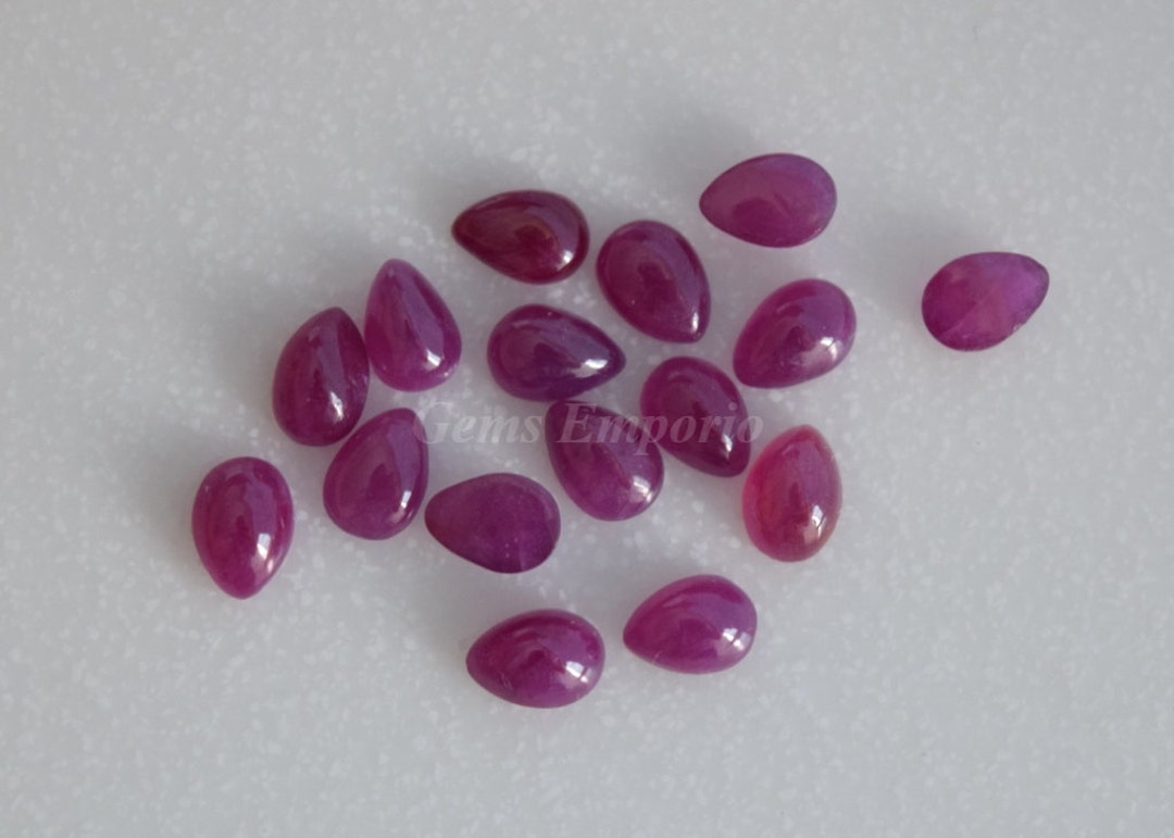 Natural Ruby 7x5mm Pear Cabochons / Ruby Cabs / 100% Natural Ruby Cabs ...
