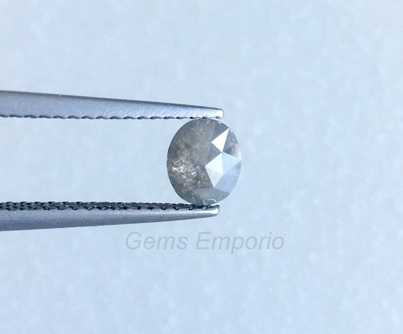 Natural Grey Diamond, Oval Rose Cut, Size 5.5x4.5 Mm, Wt 0.47 Ct, Grey ...