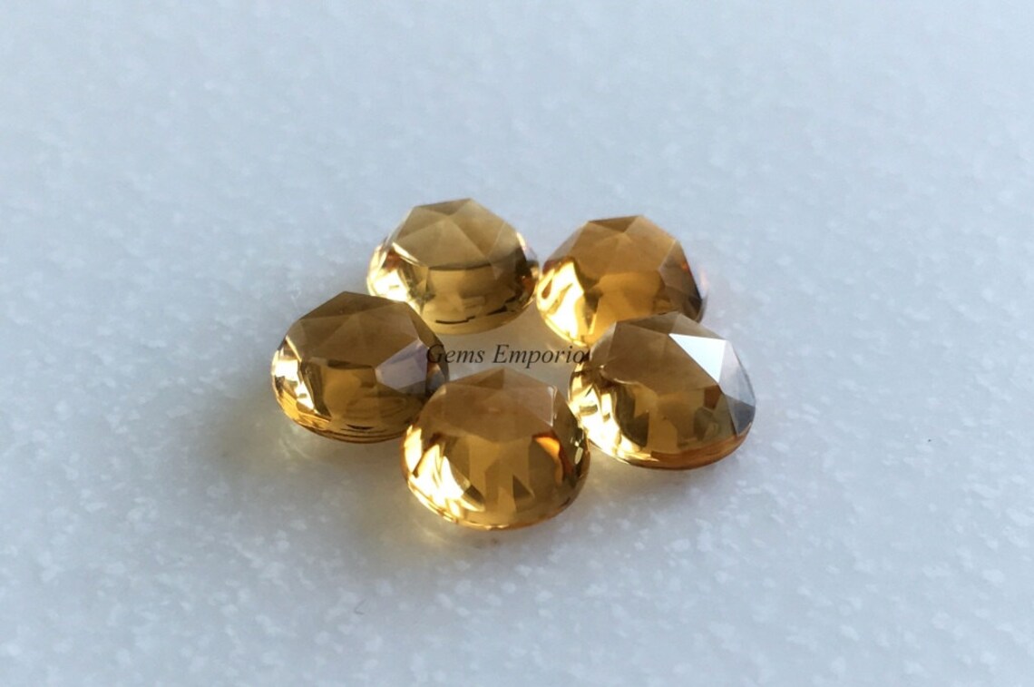 Citrine Rose Cut Cabochons 7 MM Round. Citrine Faceted Cabs - Etsy