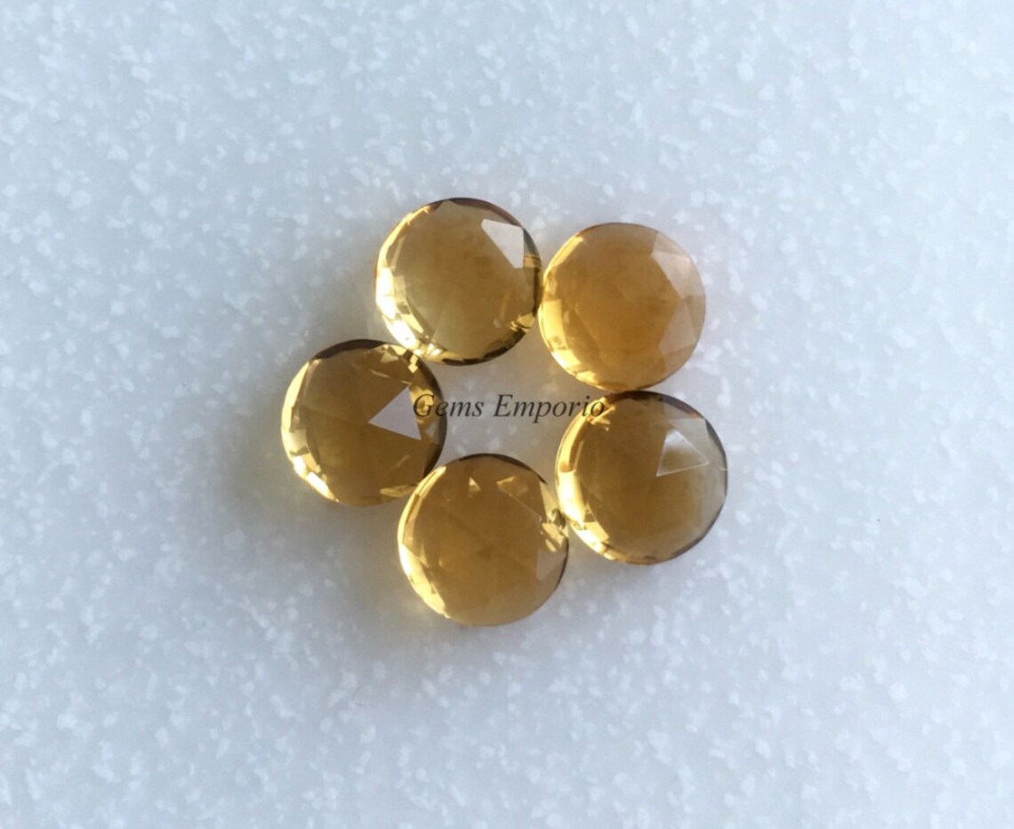 Citrine Rose Cut Cabochons 7 MM Round. Citrine Faceted Cabs - Etsy