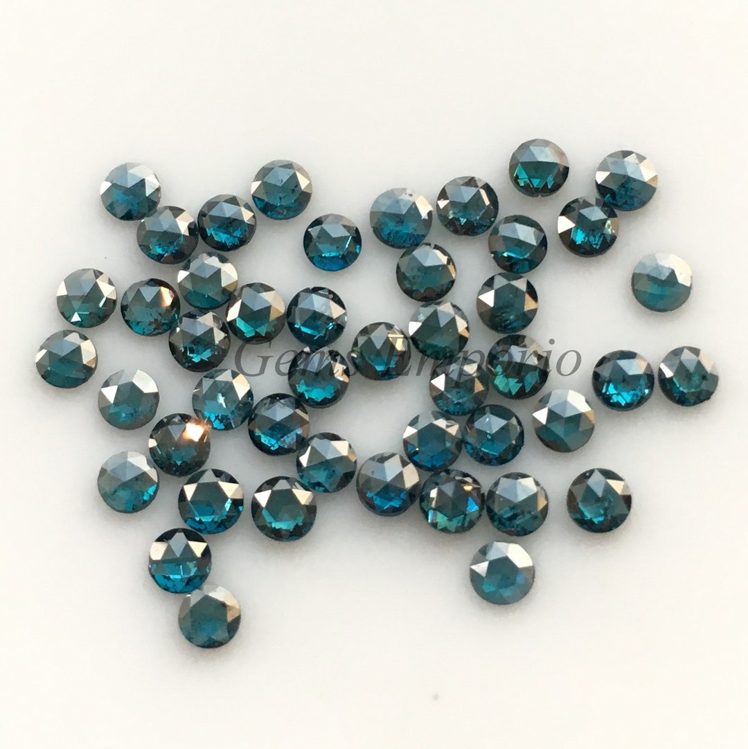 Blue Diamonds, Round Rose Cut, Size 2.50 Mm, Fancy Color Faceted ...