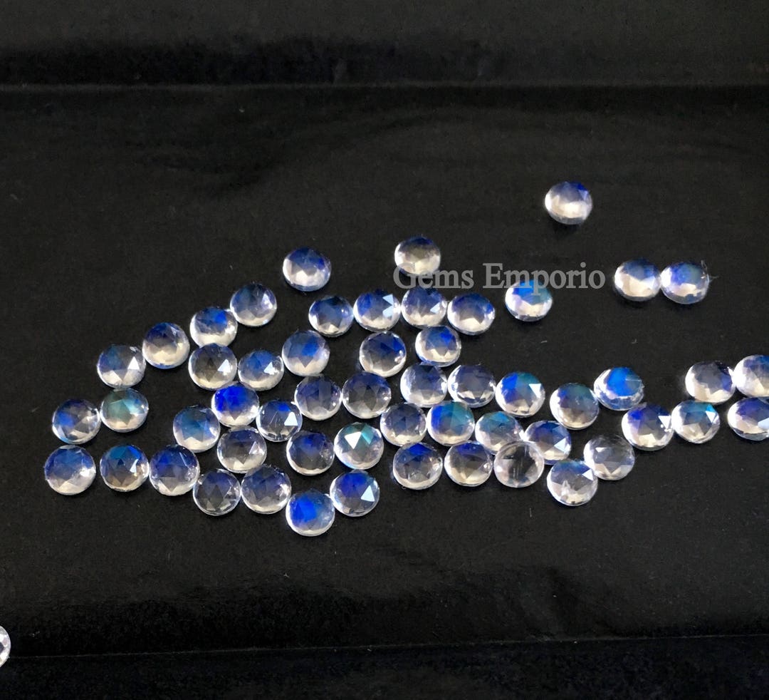 Rainbow Moonstone 4MM Rose Cut Round, Blue Moonstone Rose Cut Cabs ...