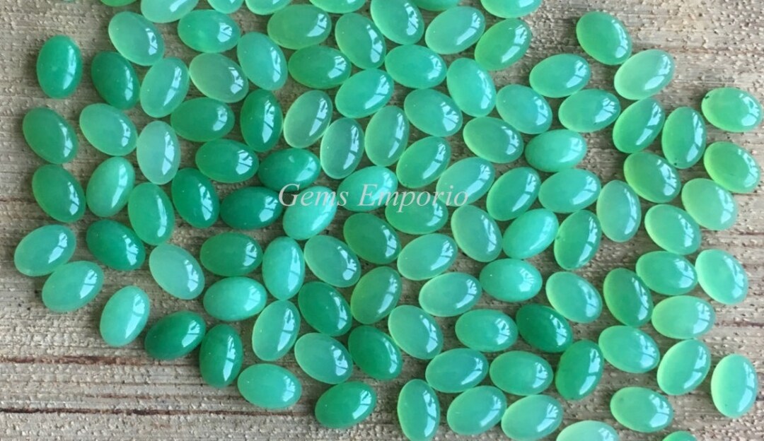 Natural Chrysoprase Gemstone, Oval Shape Cabochons, Size 6x4 Mm, Fine ...