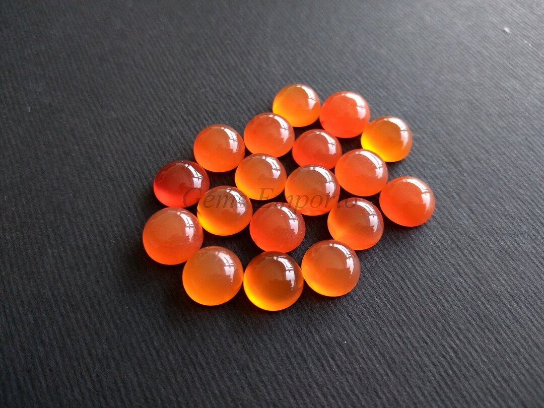 Natural Carnelian Gemstone, Round Cabochons, Size 8 Mm, Excellent Color ...