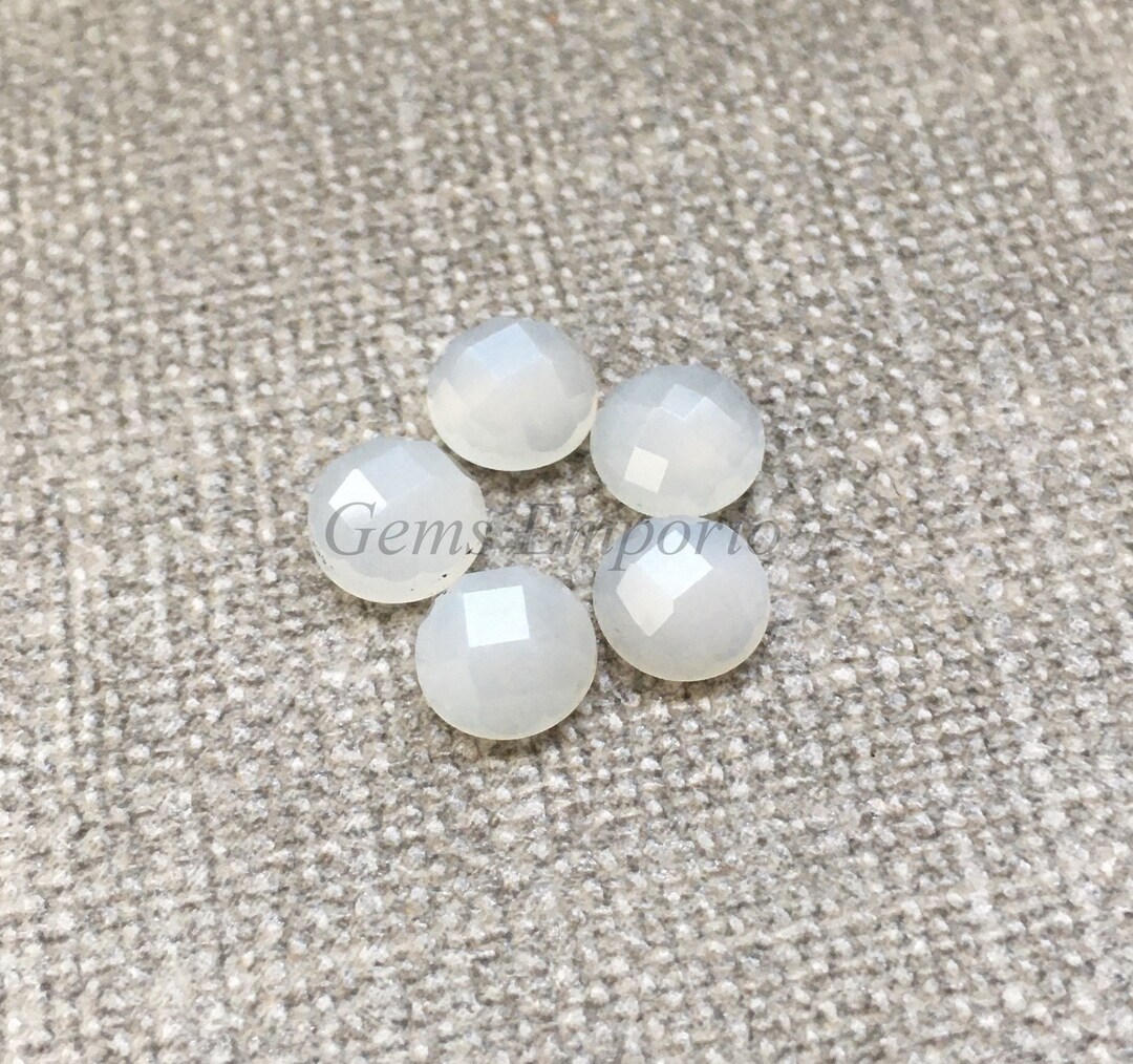 White Moonstone Checker Cut Cabochons, 4 Mm, 5 MM, 6 Mm, Round. White ...