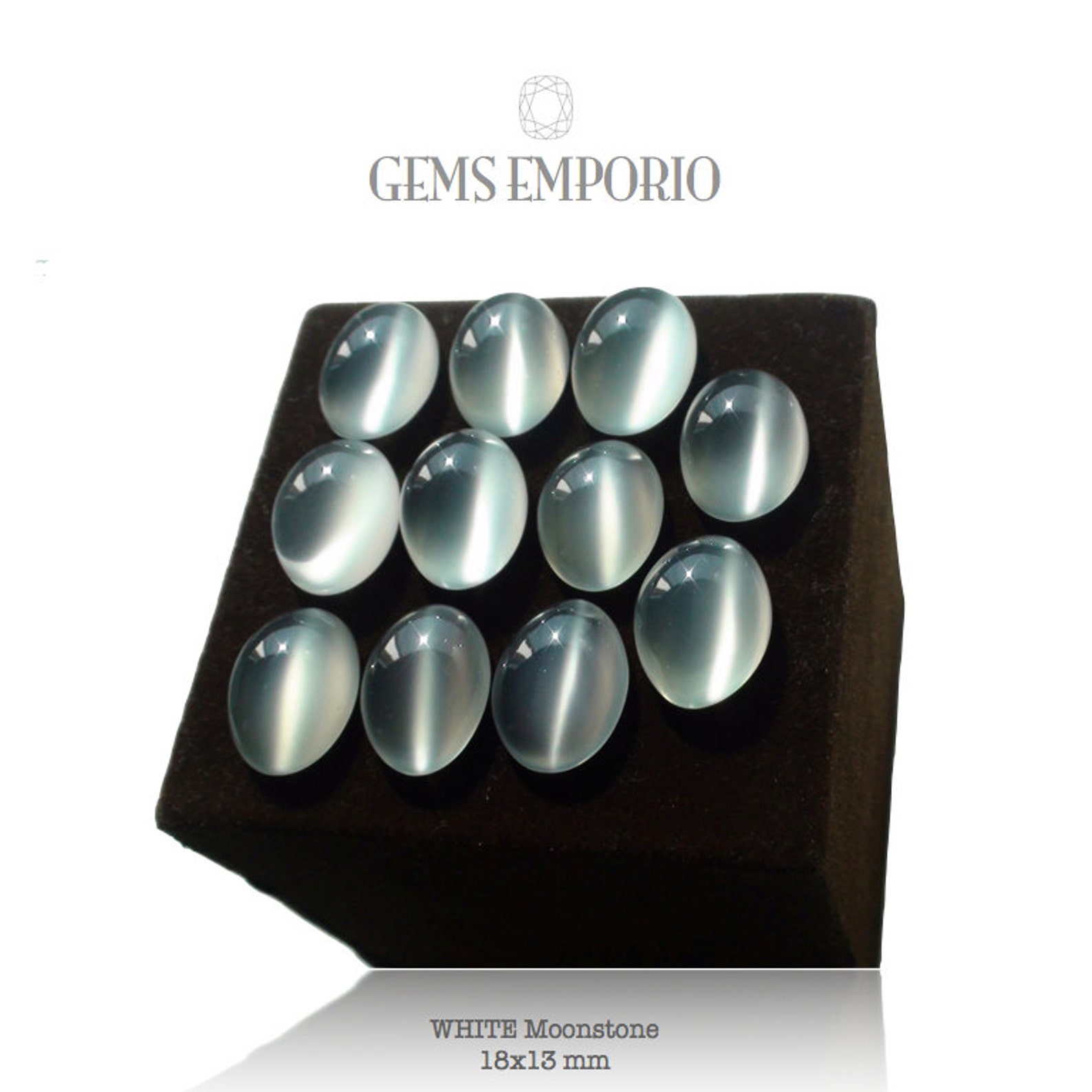 White Moonstone Transparent Material With Cats Eye on Top. Size 18x13 ...