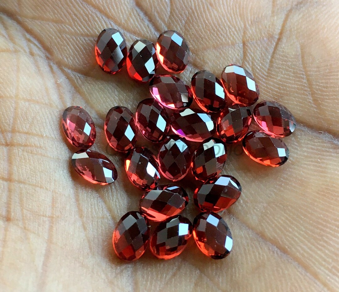 Red Garnet Checker Cut Oval, Size 5x4 Mm, 6x4 Mm, Oval Cabochons ...