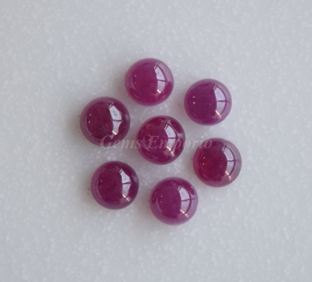 Natural Ruby 6MM Round Cabochons / Ruby Cabs / 100% Natural Ruby Cabs ...