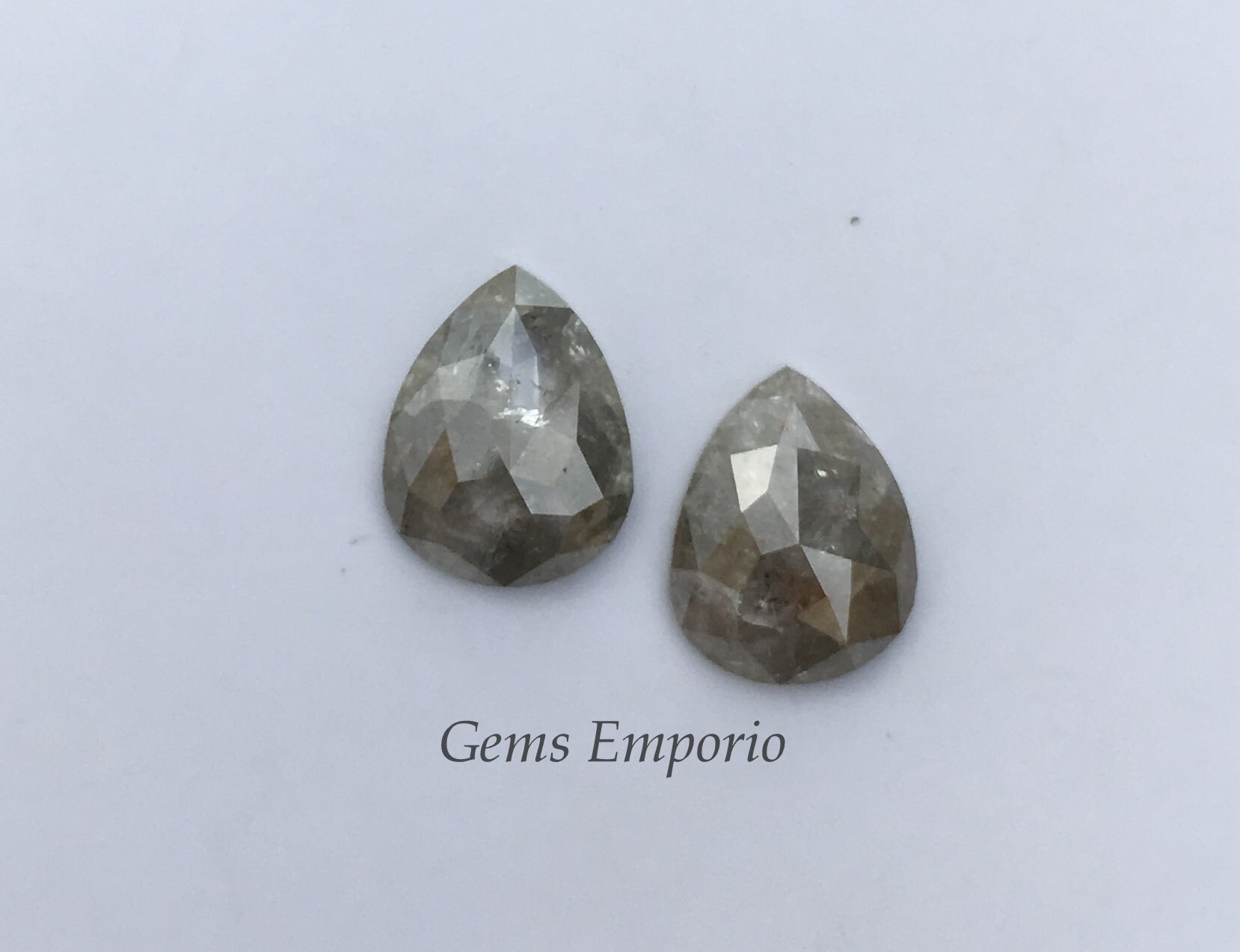 Natural Grey Diamond Rose Cut Pear Shape, Size 9.4x7.3 Mm, 1.47 Cts ...