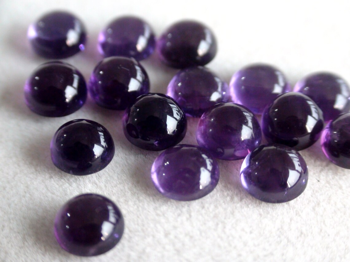 Natural African Amethyst 6 Mm Round Cabochons. Dark Purple. Excellent ...