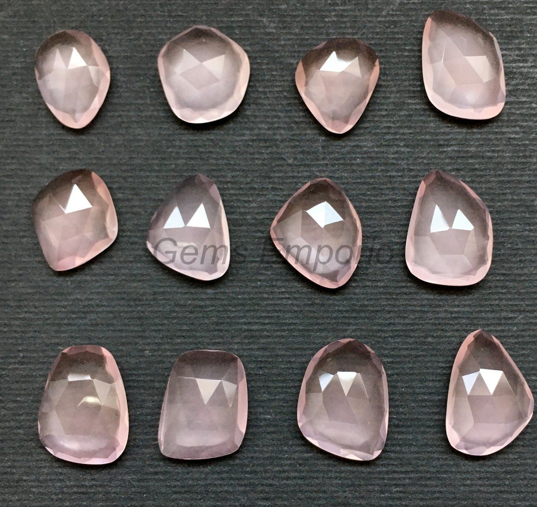 Natural Rose Quartz Flat Rose Cut Cabochons, Sizes 13 Mm to 17 Mm, Rose ...