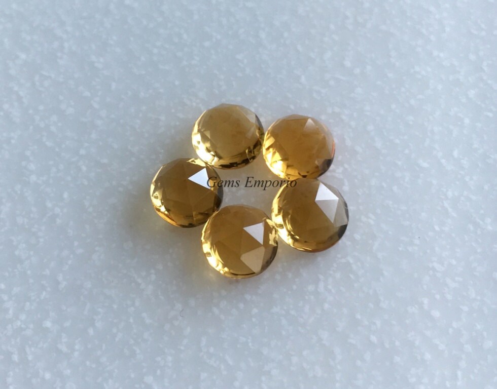 Citrine Rose Cut Cabochons 7 MM Round. Citrine Faceted Cabs - Etsy